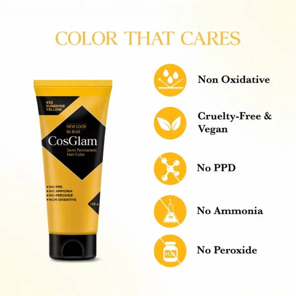 Cosglam Semi Permanent Hair Color Sunshine Yellow | Ammonia‑Free