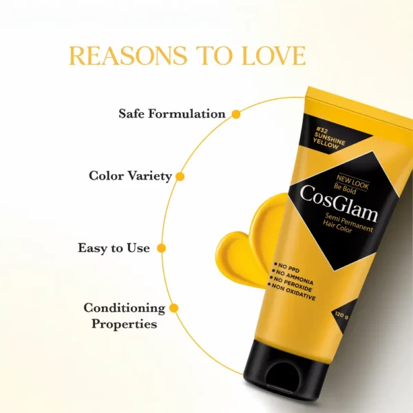 Cosglam Semi Permanent Hair Color Sunshine Yellow | Ammonia‑Free