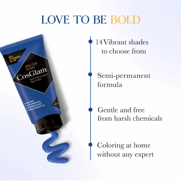 Cosglam Semi Permanent Hair Color Wonder Blue | Ammonia-Free